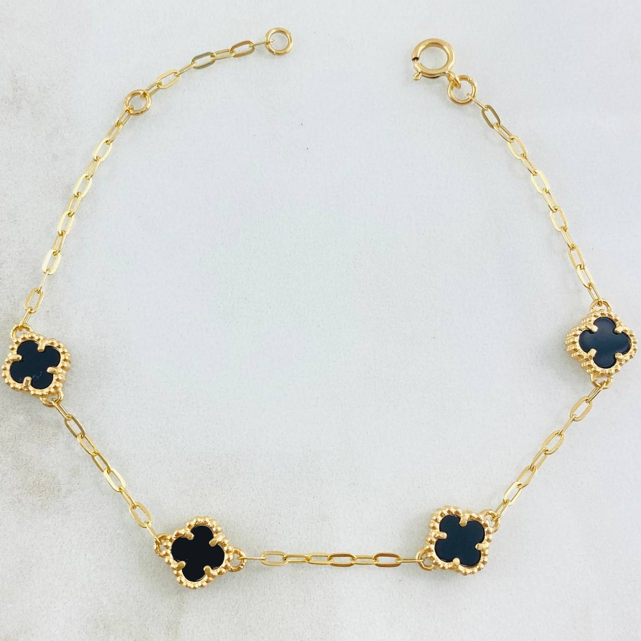 Classic Link Bracelet Clover 4.25gr, 17 cm, 18K 750 Gold – Napoleone Joyas USA