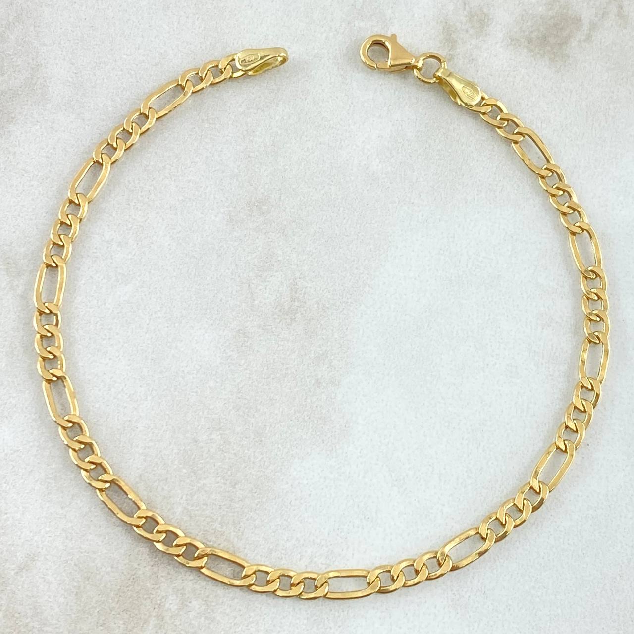 Figaro Bracelet 2.45gr, 18K 750 Gold – Napoleone Joyas USA