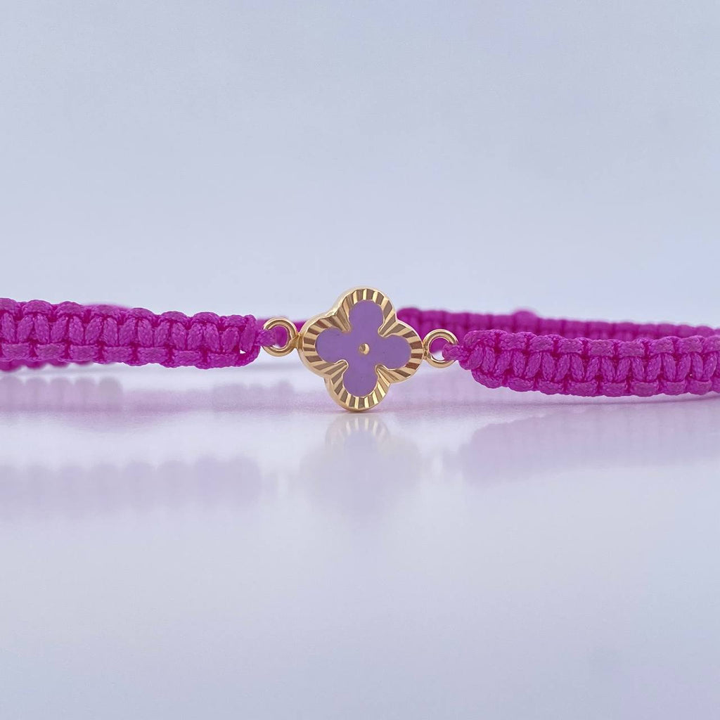 Pulsera Morada Herraje Trebol 0,65gr, Oro 18K 730 – Napoleone Joyas US