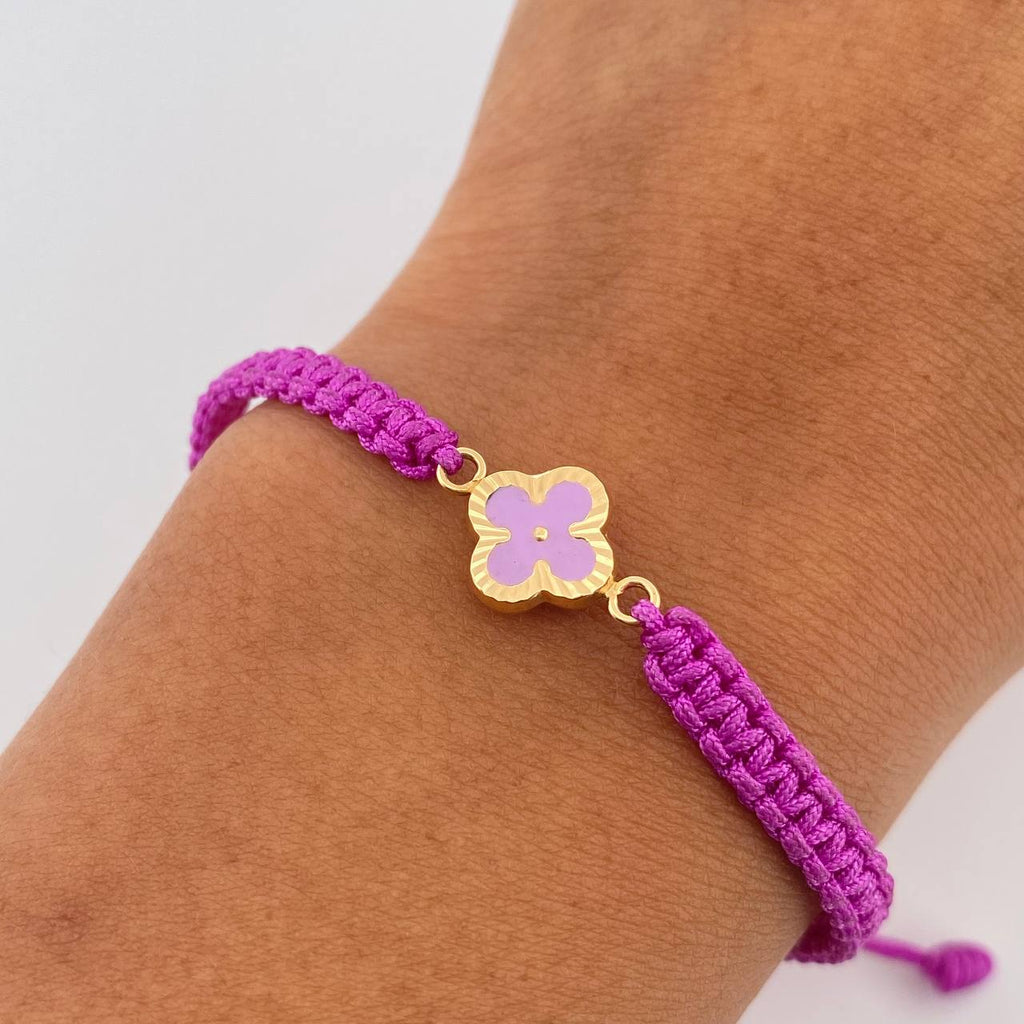 Pulsera Morada Herraje Trebol 0,65gr, Oro 18K 730 – Napoleone Joyas US