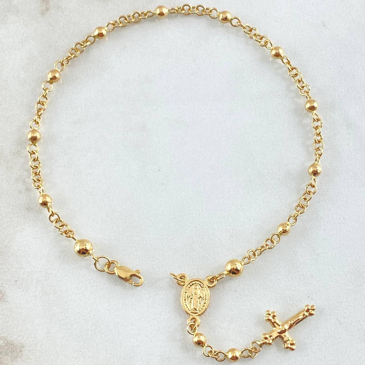 Bracelet Miraculous Virgin Denarius Cross 3.75gr, 18K 730 Gold ...